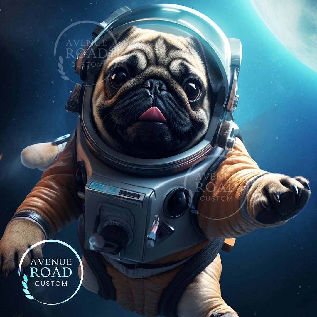 Pug Astronaut Digital Poster: Step Into a World of Wonder With This ...