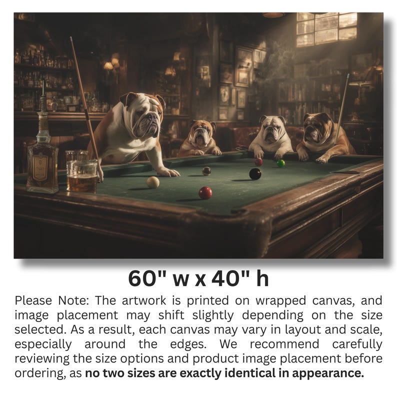 English Bulldogs Playing Pool Canvas Print, Vintage Pub Art - Etsy