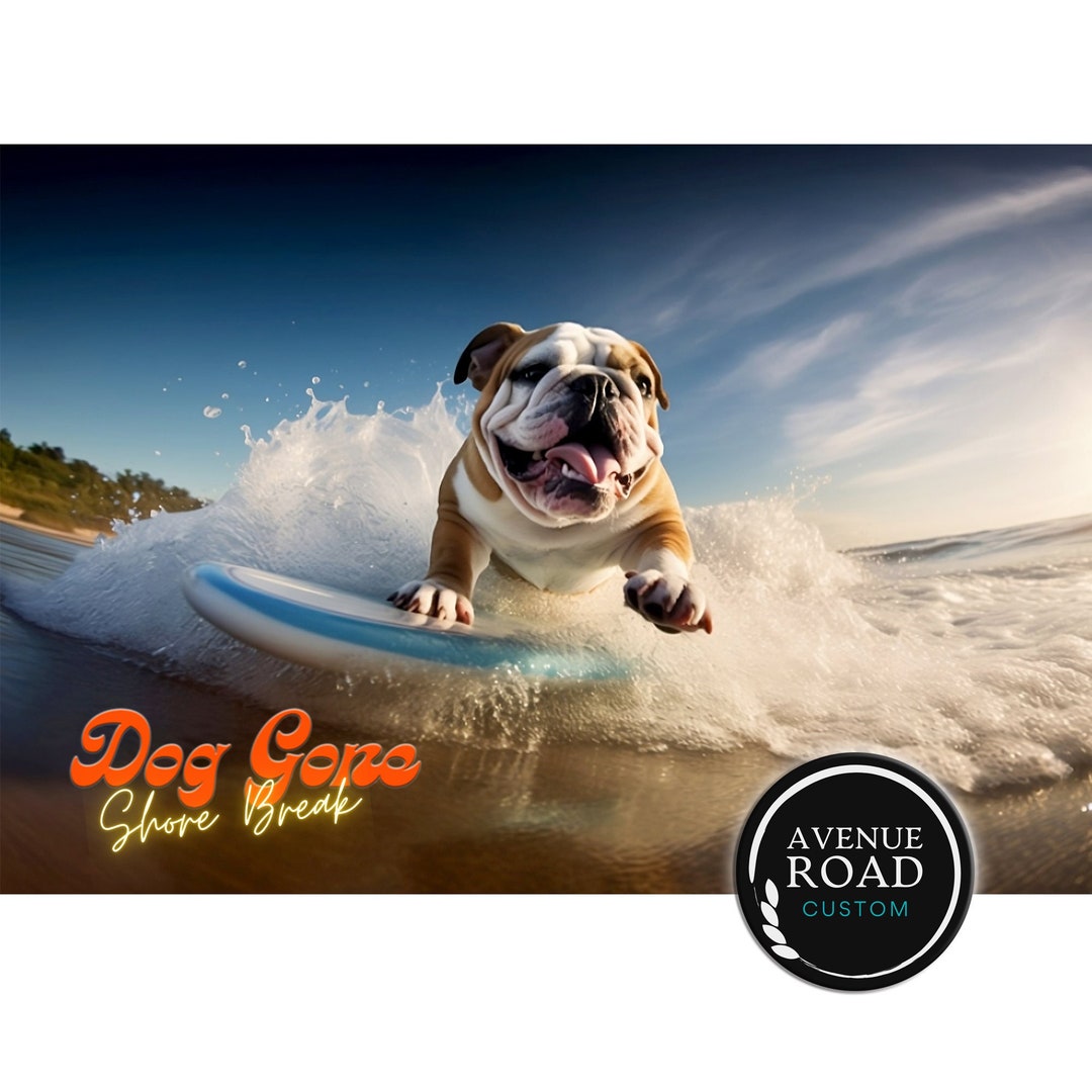 English Bulldog Surfing Poster: Whimsical Dog Art (digital Download) - Etsy