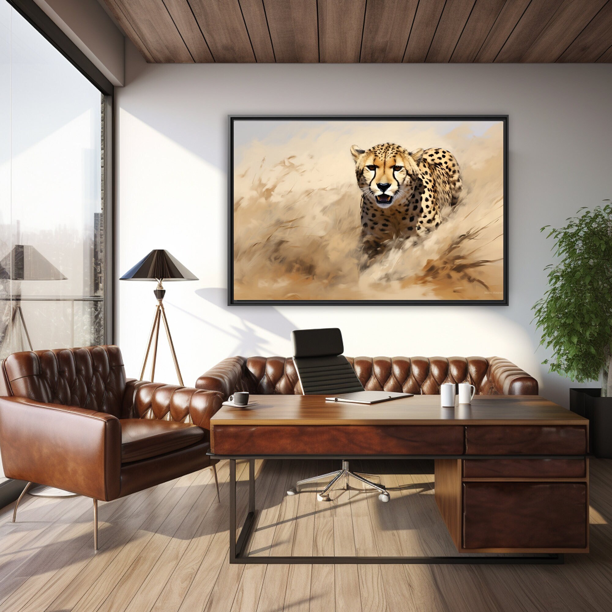 Abstract Painting, Cheetah Wall Art, Cheetah on the Chase, Cheetah in ...