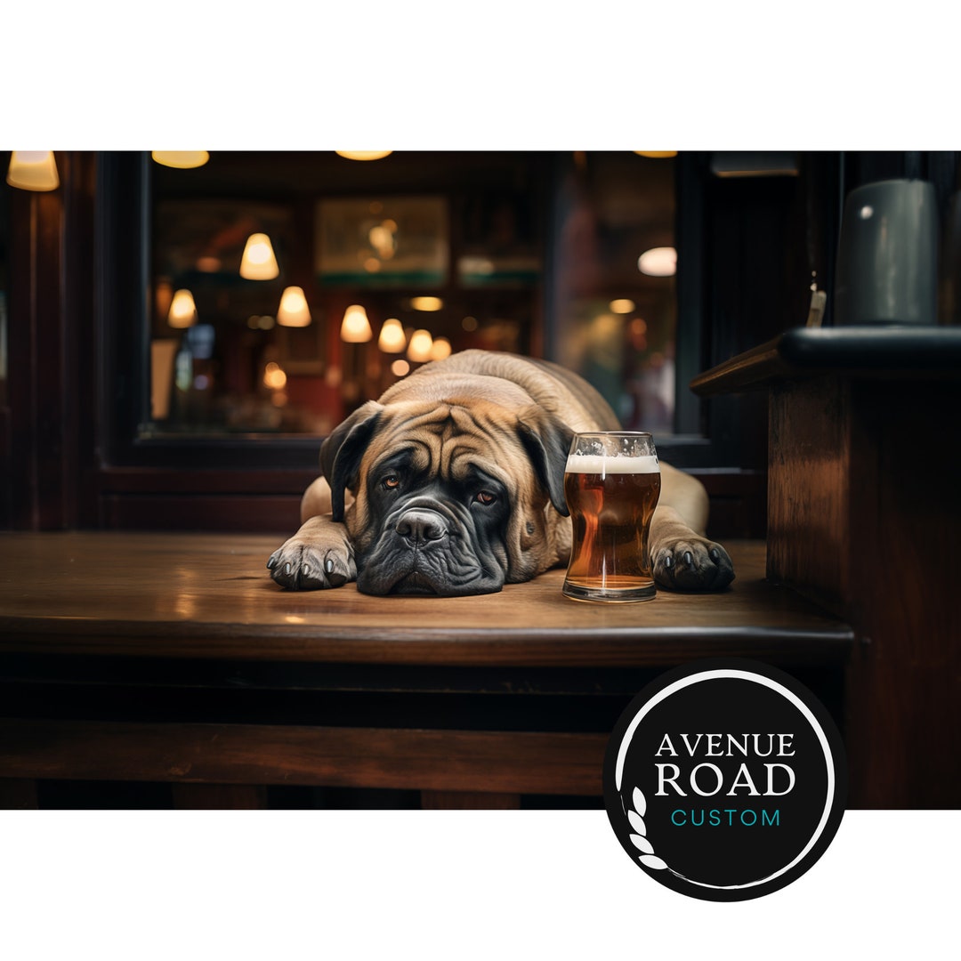 Hangover Bull Mastiff Beer Poster: Funny Man Cave Bar Art (digital ...