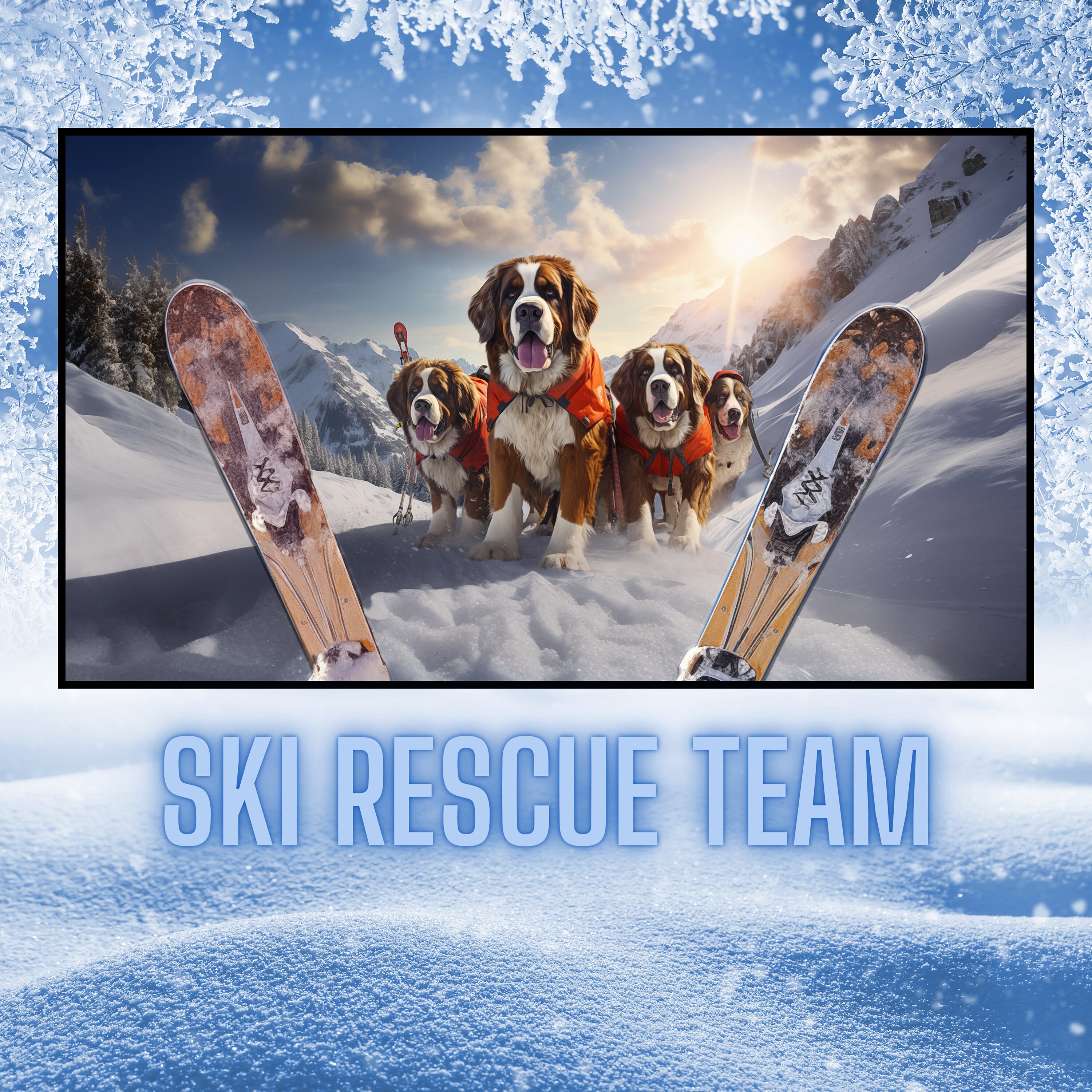 St. Bernards Ski Rescue Team Atop Snowy Peaks, Racing to Aid a ...