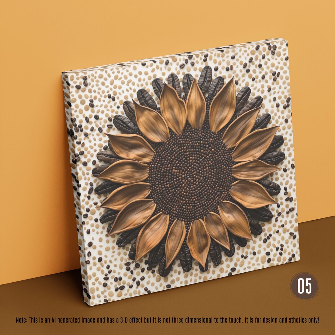 Sunflower Coffee Bean Canvas Wall Art: Faux 3D Kitchen Decor - Etsy