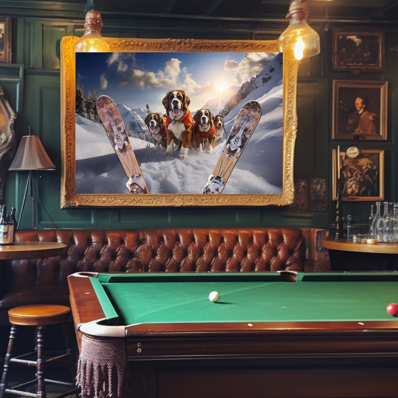 St. Bernards Ski Rescue Team Atop Snowy Peaks, Racing to Aid a ...