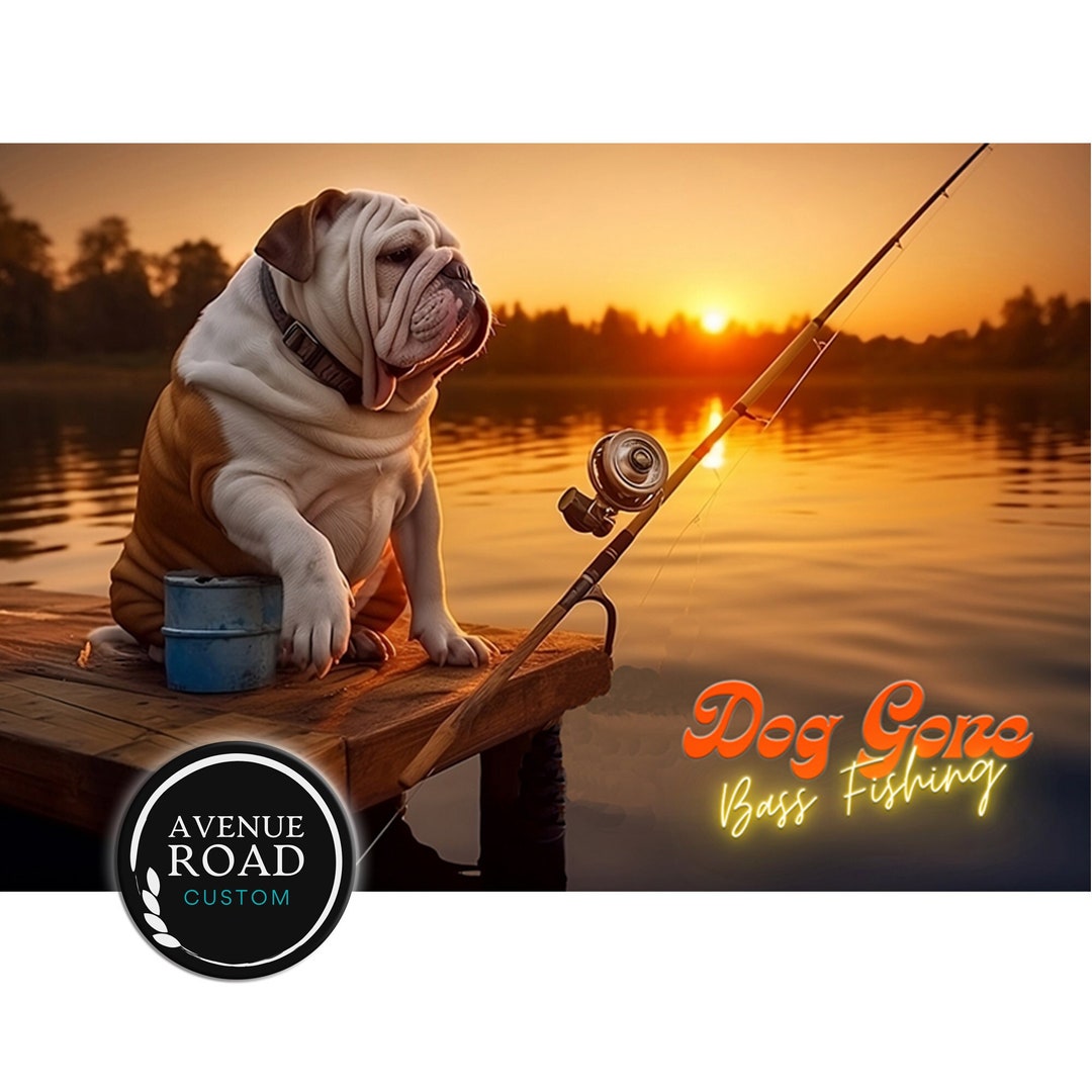 English Bulldog Bass Fishing Digital Poster Dog Gone Bass - Etsy