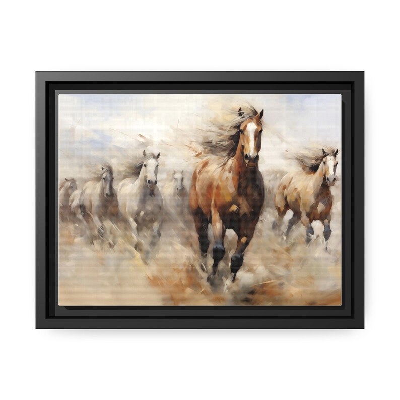 Wild Horses Wall Painting, Brown Horses, Hurd of Horses Galloping in ...