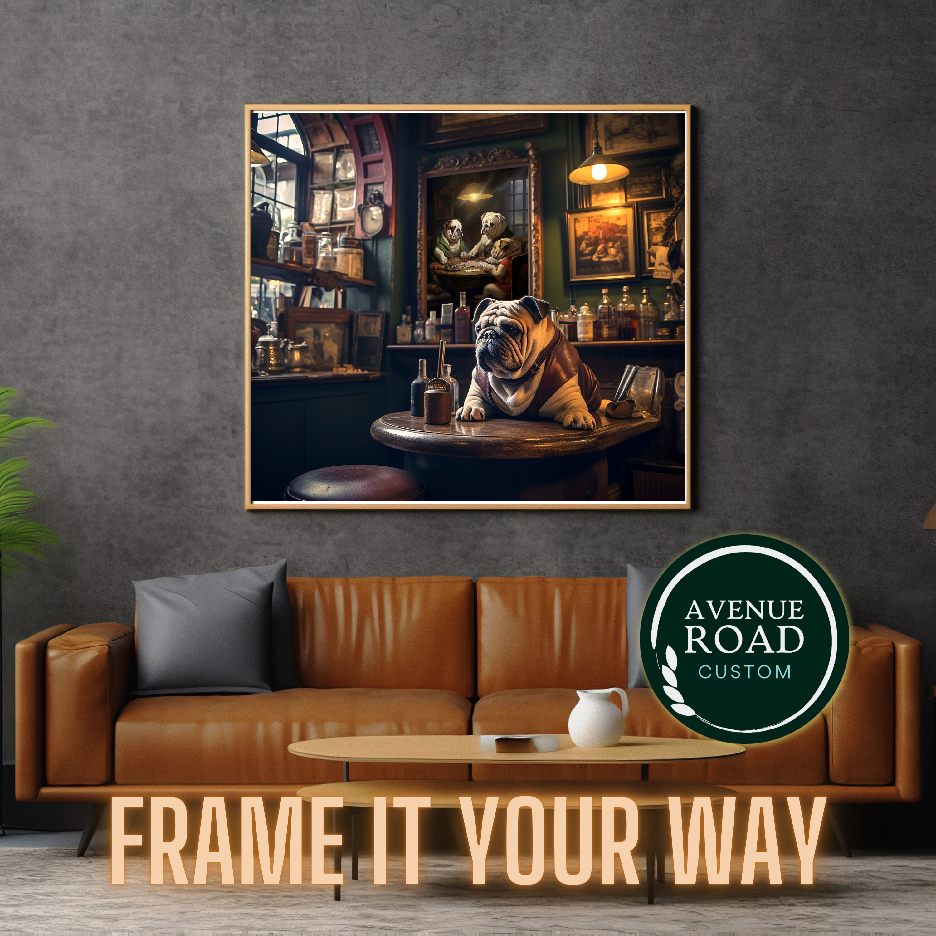Poker Bulldogs Pub Poster: Whimsical Man Cave Art (digital Download) - Etsy