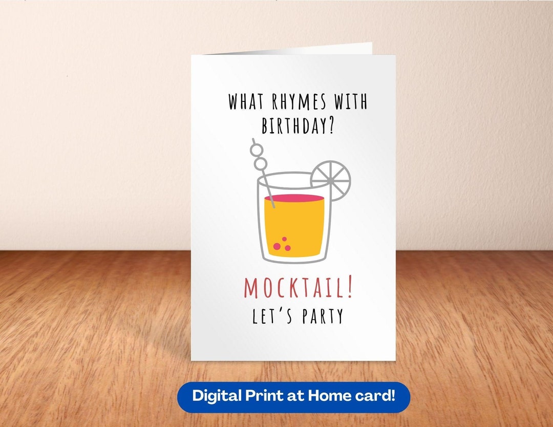 Staying Clean Birthday Card Alcohol Free Birthday Gift Mocktail Card ...