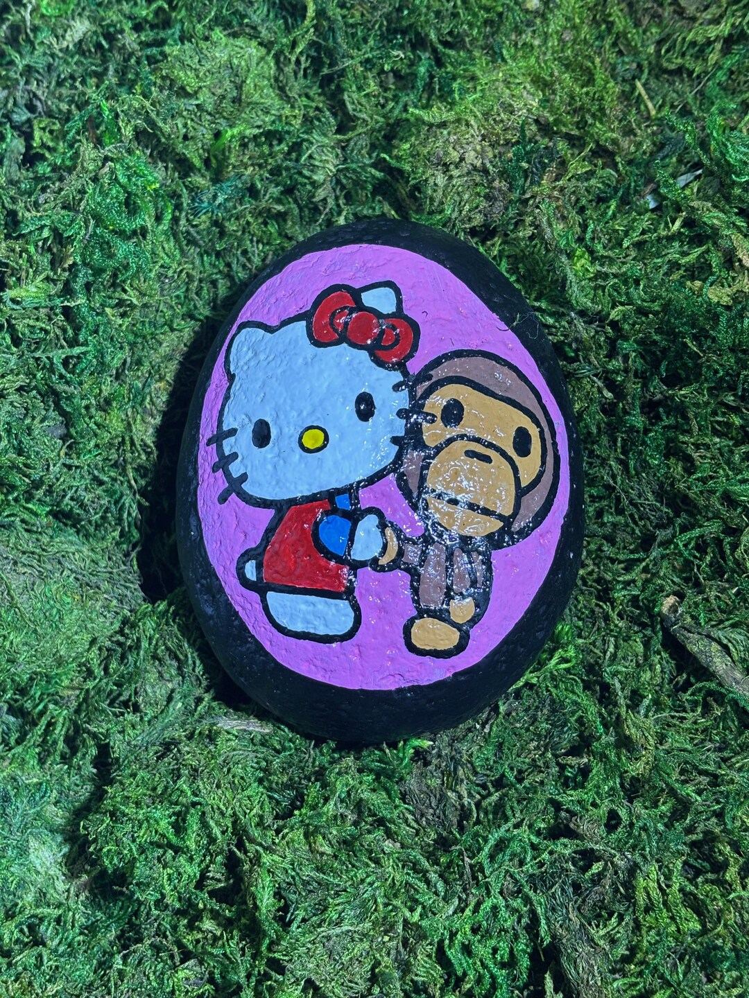 Hand Painted Garden Rock Hello Kitty - Etsy