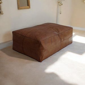 Handmade Tan Leather Rectangular Ottoman Pouf (unstaffed) - Etsy