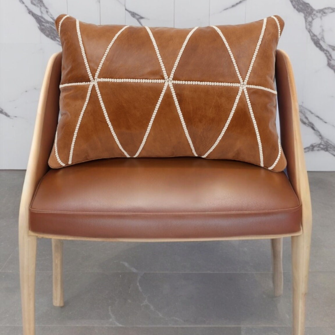 Handmade Leather Lumbar Pillow Cover: Brown Accent Cushion - Etsy