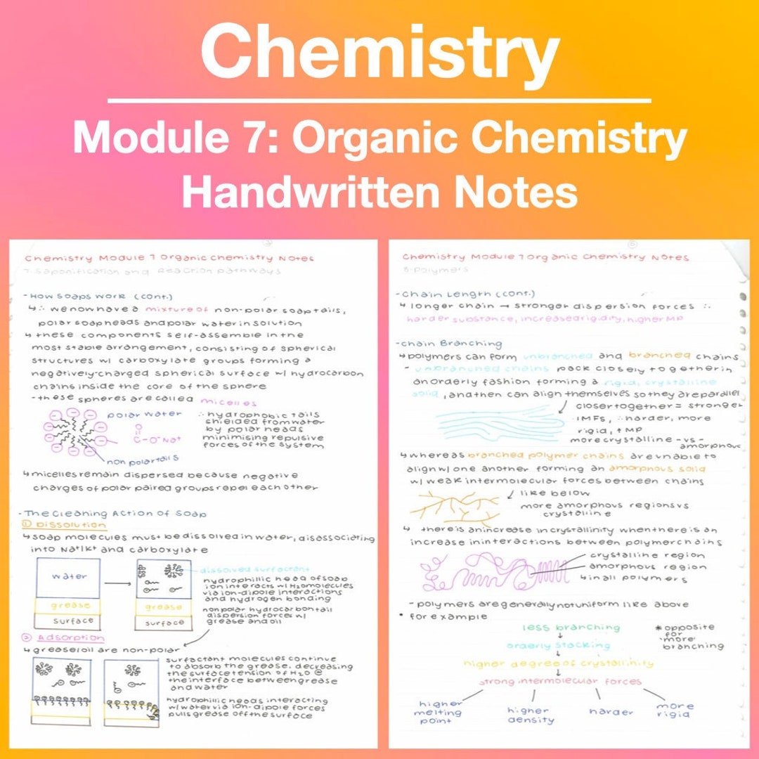 HSC Chemistry module 7: Organic Chemistry Notes - Etsy