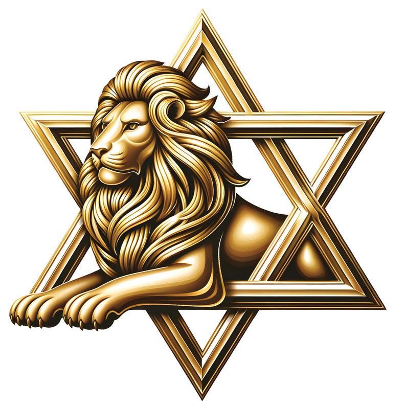 Golden Star of David Lion of Judah T-shirt - Etsy
