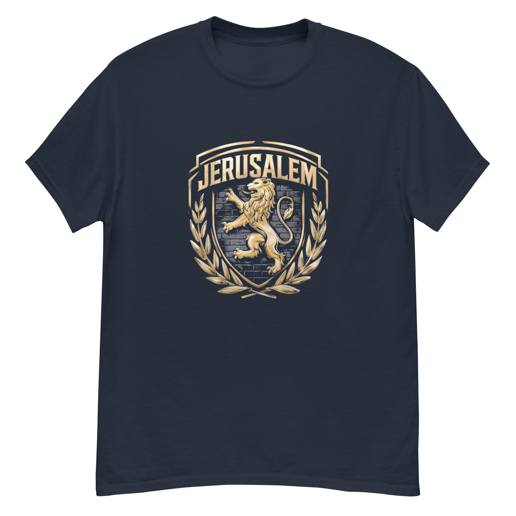 Jerusalem T-shirt, Lion of Jerusalem Emblem Golden Flag Symbol T-shirt ...