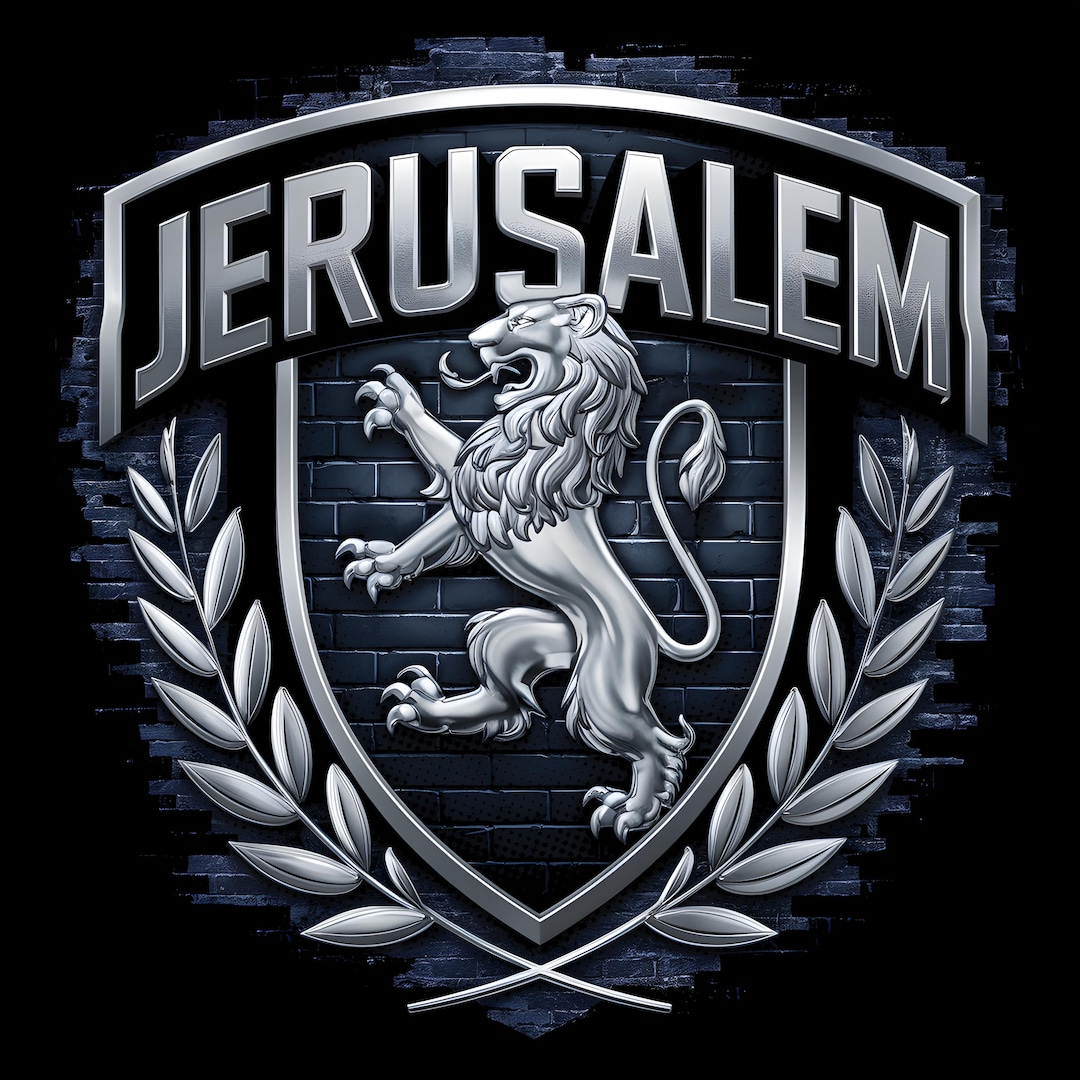 Lion of Jerusalem Emblem T-shirt: Silver Flag Symbol (unisex) - Etsy