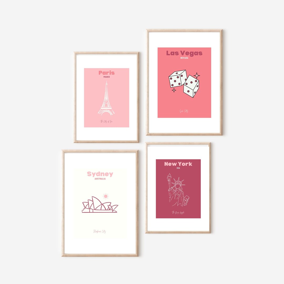 Trendy Places Wall Art Set of 4, Gallery Wall Art, 4 Piece Printable ...