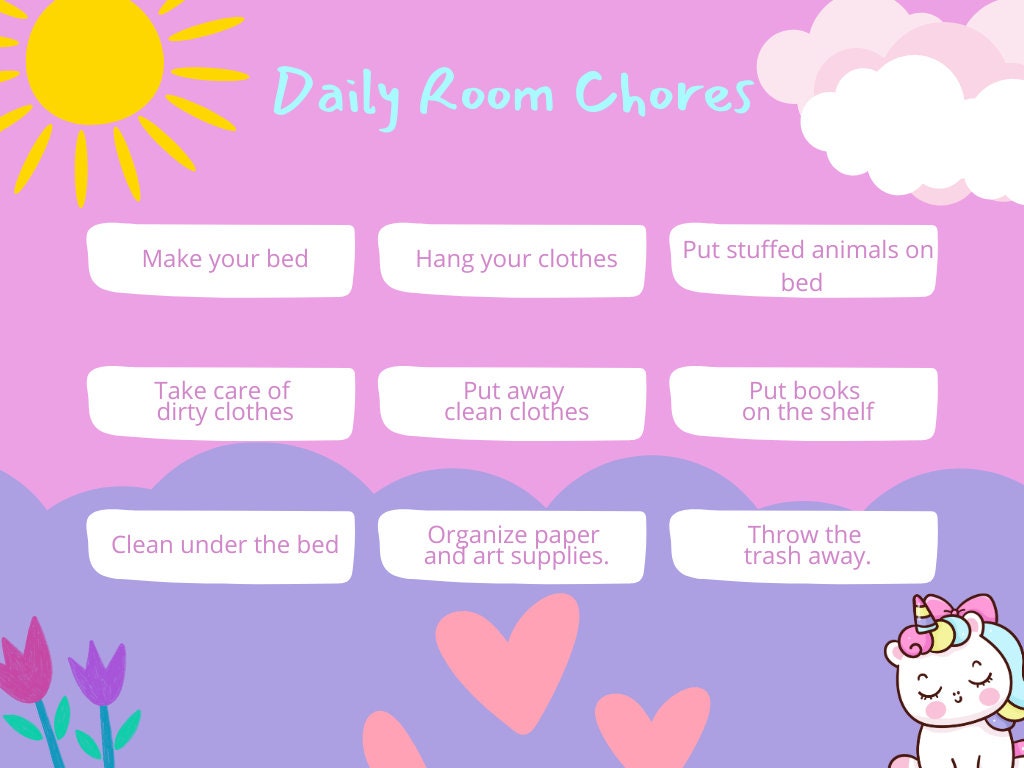 Kids Bedroom Chore Chart Digital Download - Etsy