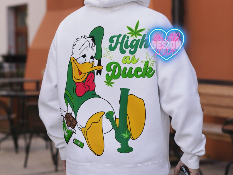 Hand Drawn Donald High as Duck Weed PNG Stoner Joint Sublimation Design ...