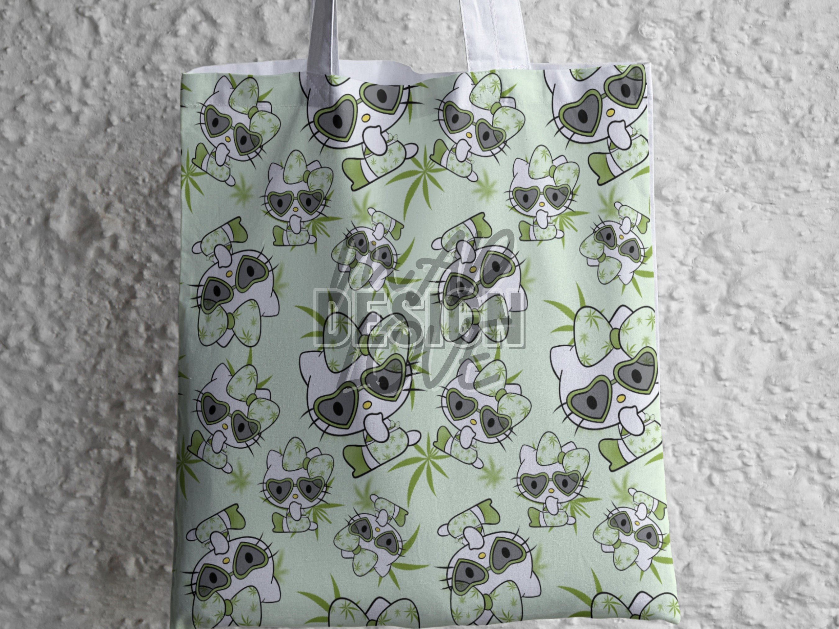 Hand Drawn Weed Kitty Cannabis PNG JPG Cartoon Kawaii Cute Cat 420 ...