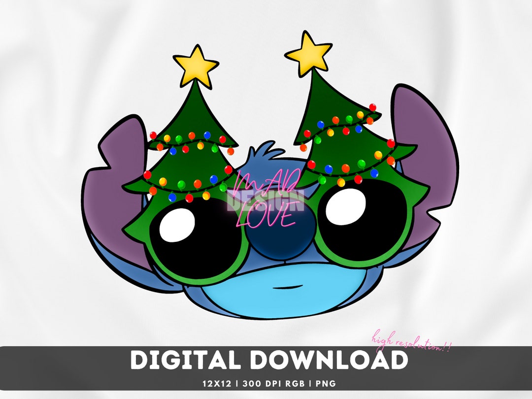 Hand Drawn Stitch Glasses Christmas Tree PNG Lights Merry Christmas PNG ...