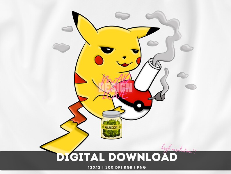 Pikachu Pokemon PNG dibujado a mano Medical Joint Weed Stoner 420 ...