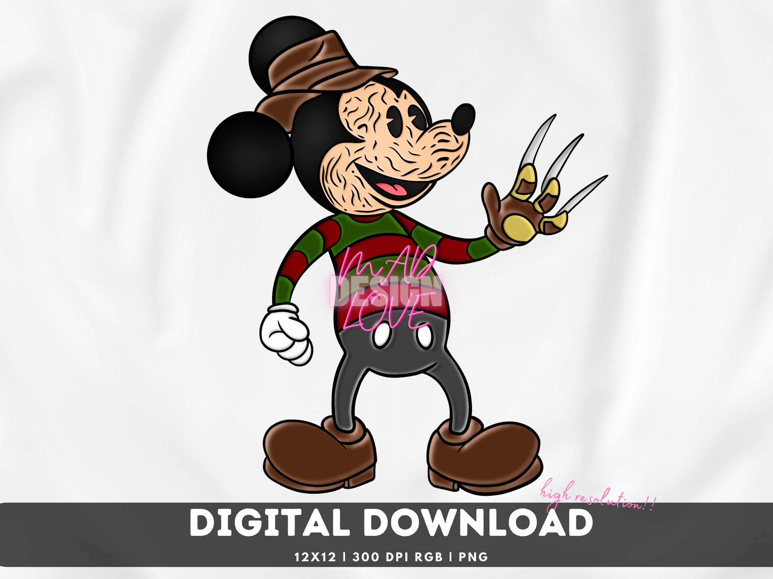 Hand Drawn Mouse Boy Freddy Krueger PNG Horror Movie - Etsy