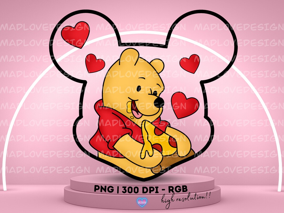 Hand Drawn Pooh Bear Pizza PNG Sublimation Design Instant Download ...
