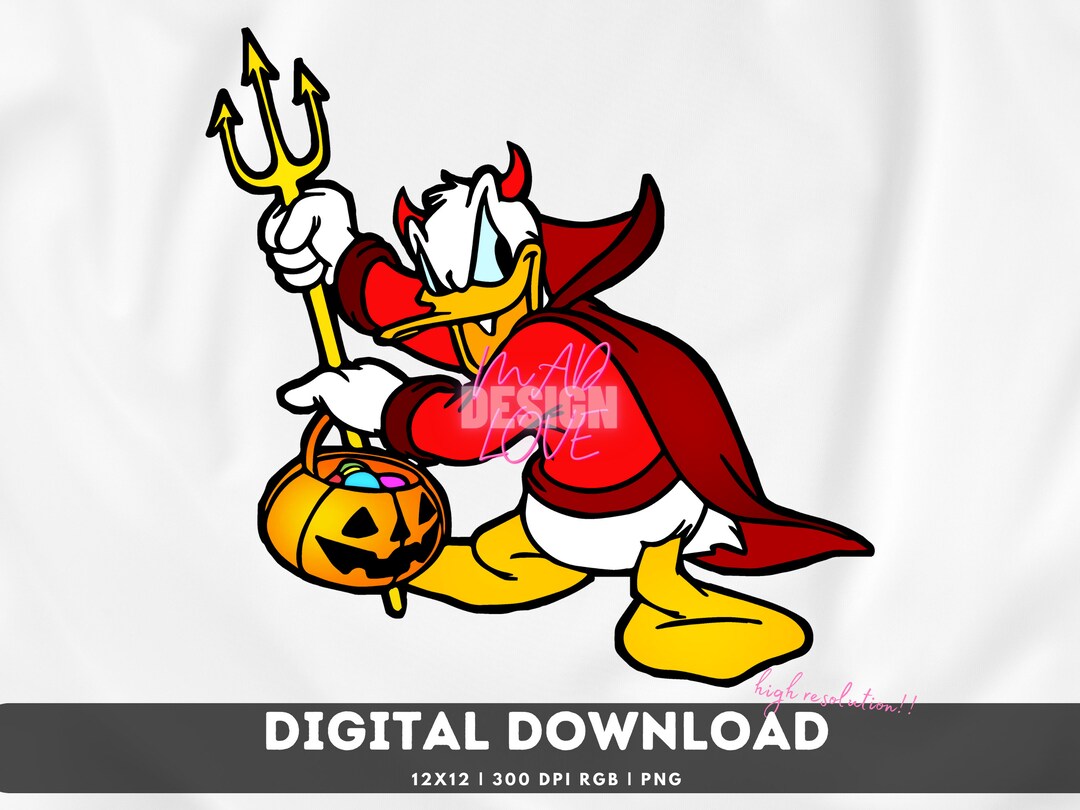 Hand Drawndonald Devil Duck PNG Halloween Sublimation Design Instant ...