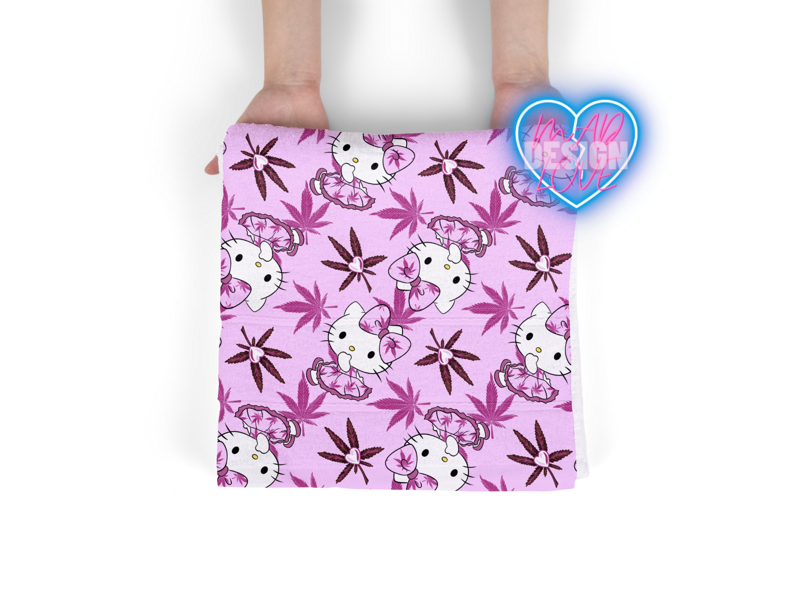 Hand Drawn Weed Kitty Pink Cannabis PNG JPG Cartoon Kawaii Cute Cat 420 ...