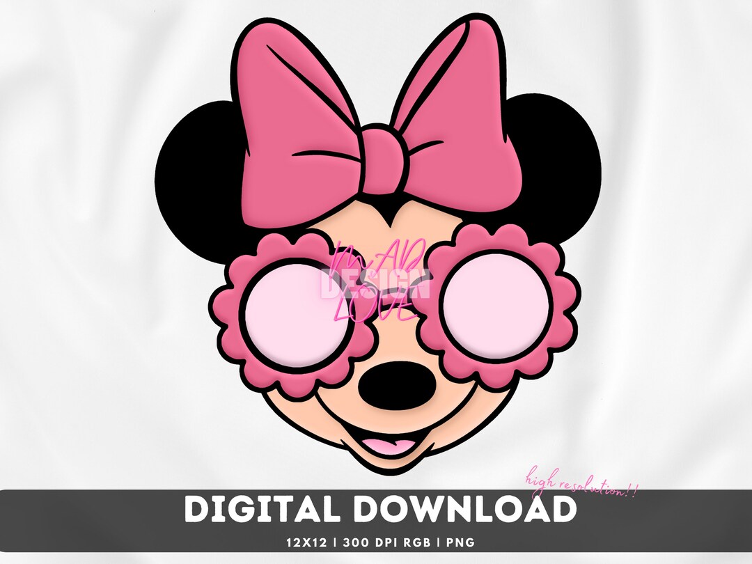 Hand Drawn Mouse Girl PNG Glasses Flowers Groovy Pink Retro Sublimation ...