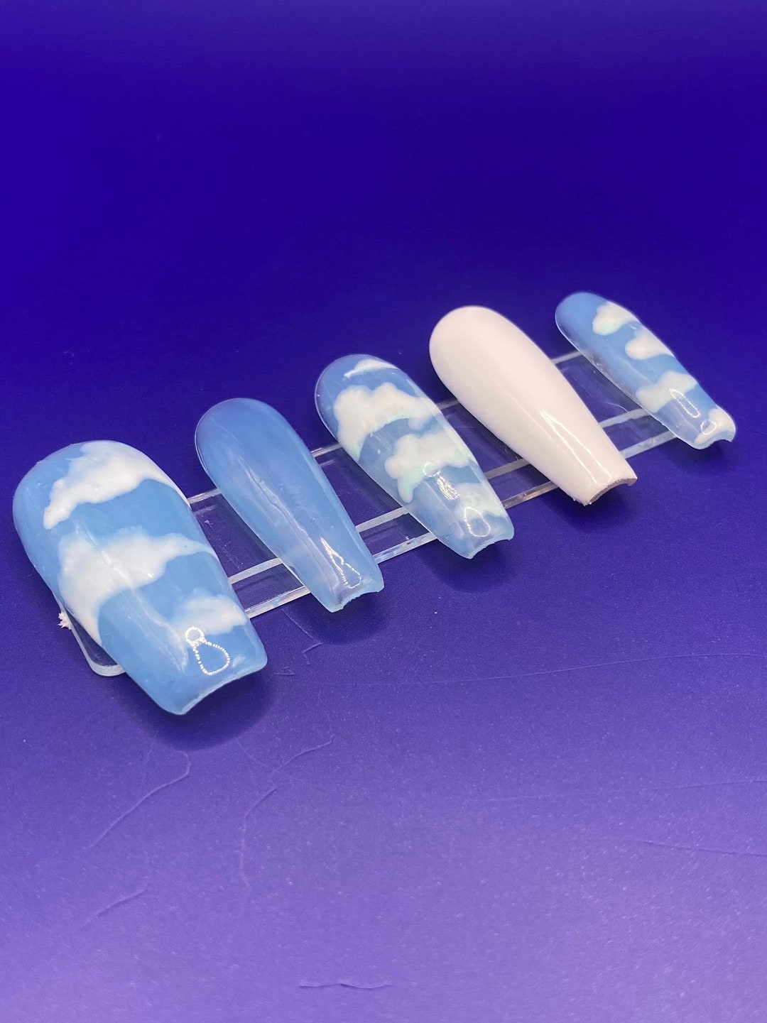 Sky Blue Cloud Nails, Floating Cloud Manicure, Heavenly Nail Design ...