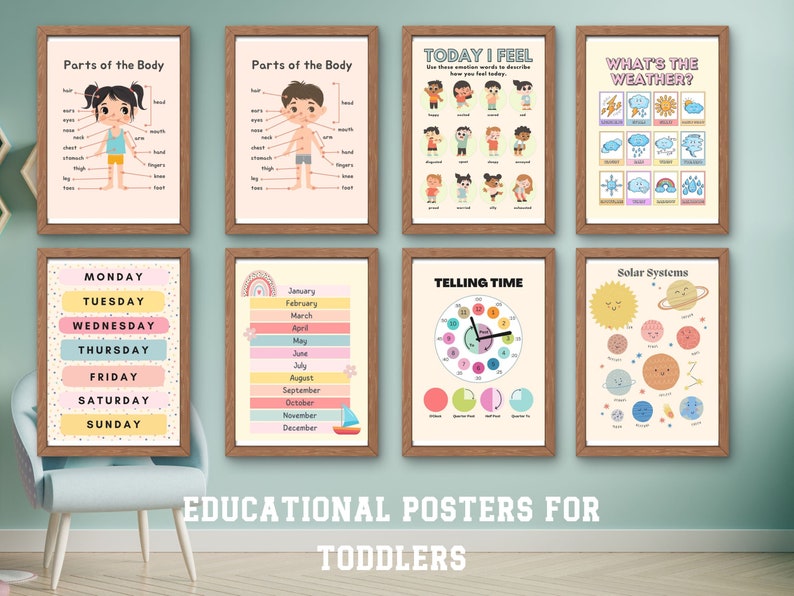 20 Educational Posters Set - Montessori Classroom & Homeschool Decor ...