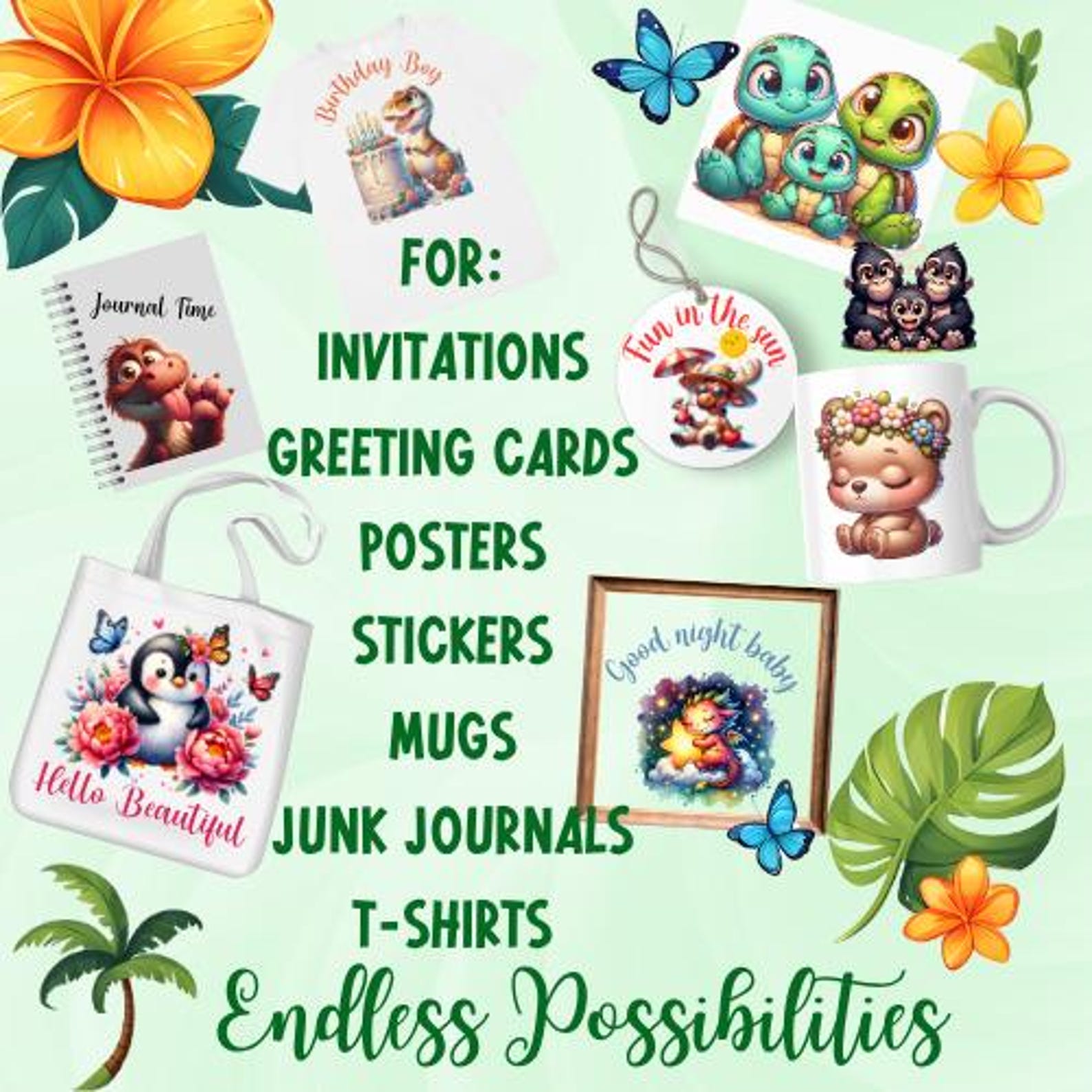 Animal Peeking Clipart: Nursery Decor, Printable Wall Art (digital ...
