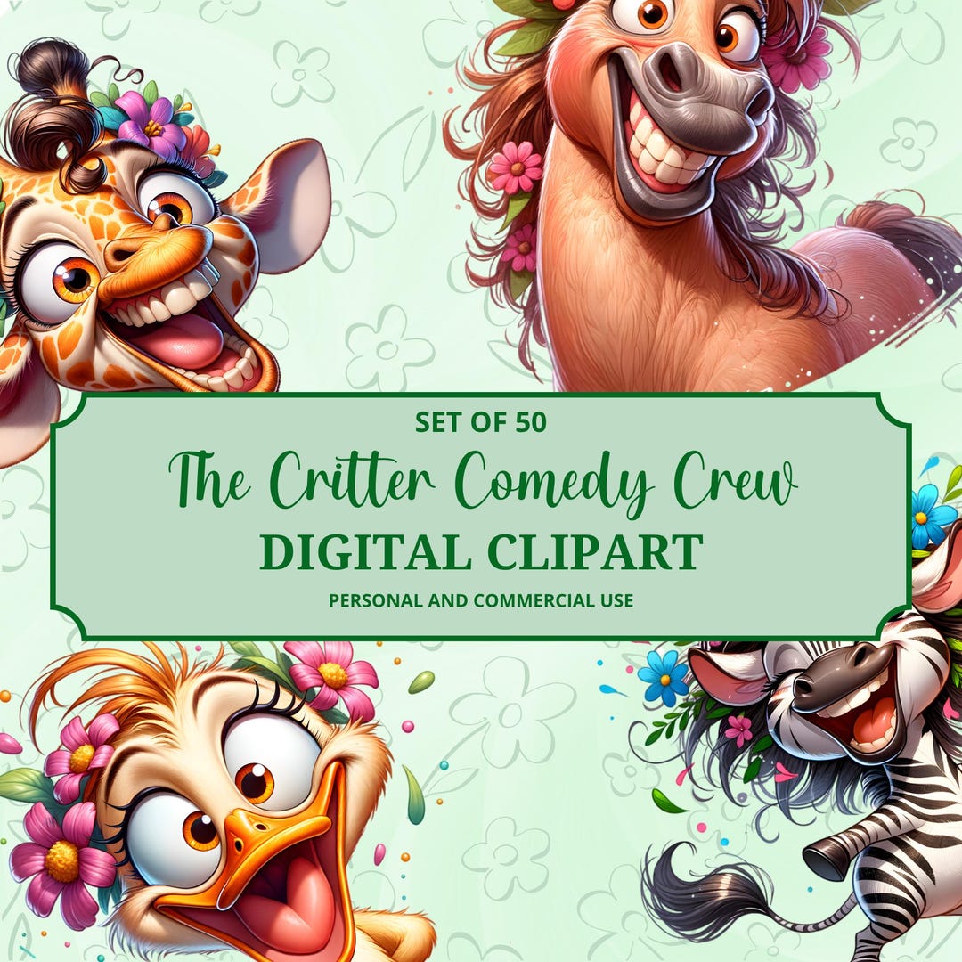 Hilarious Animal Clipart: Wacky Cartoon Expressions (digital Download ...