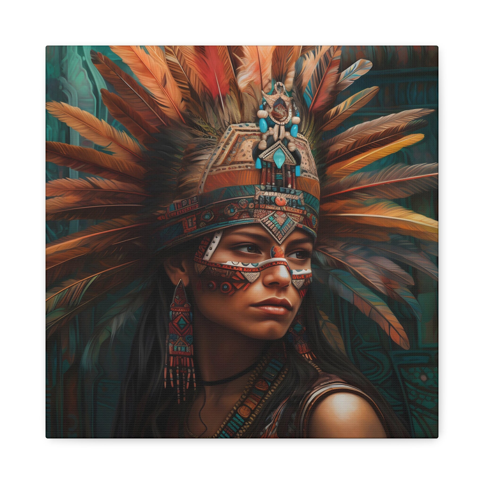 Exotic Mysterious Aztec Warrior Princess Canvas A Culture-rich ...