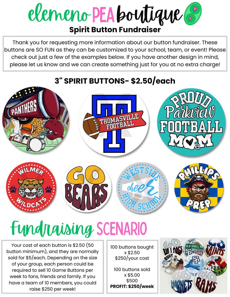 FUNDRAISER Custom Personalized School Mascot Football Team Cheer ...