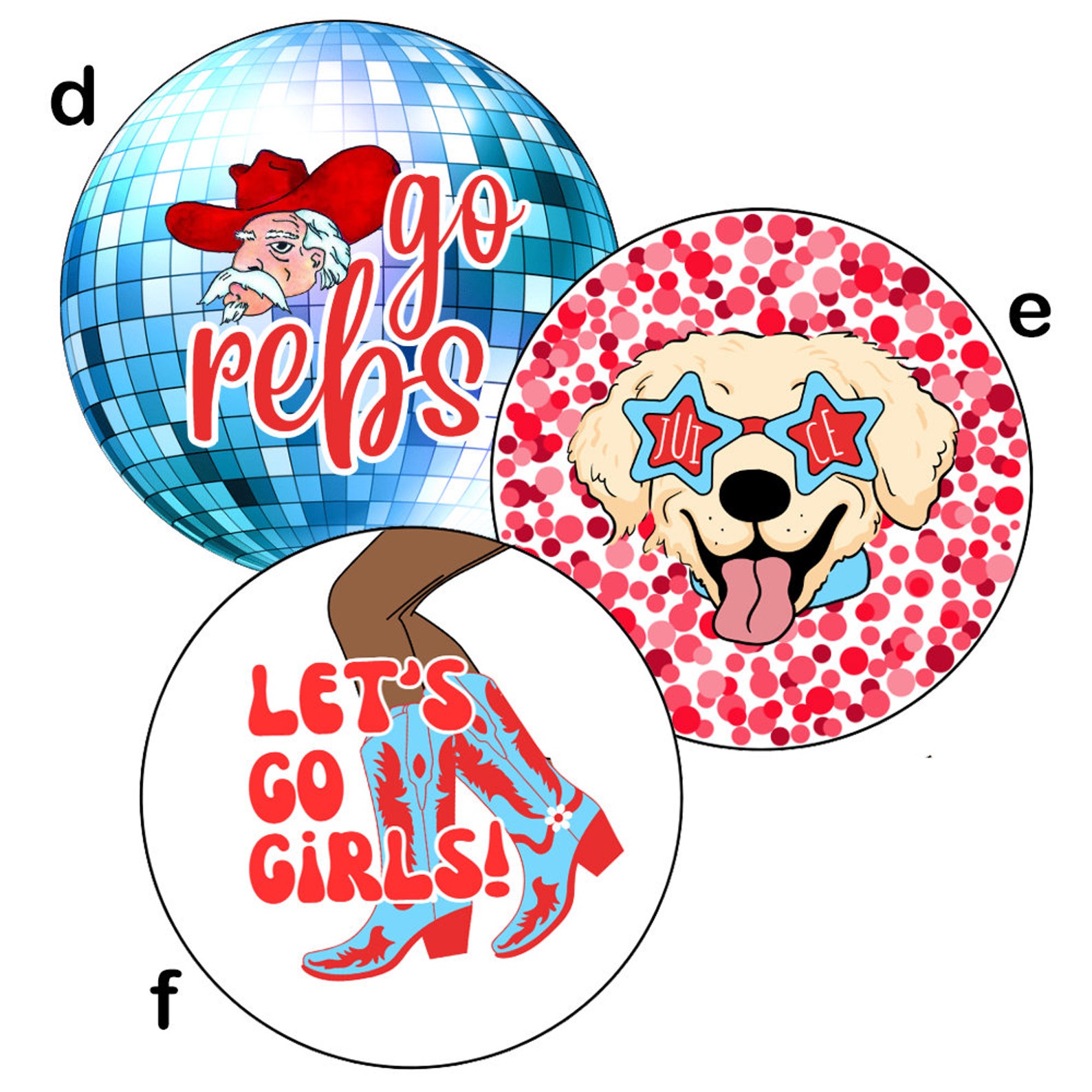 Red Blue Rebels Game Day Buttons | Spirit Button | Football Button ...