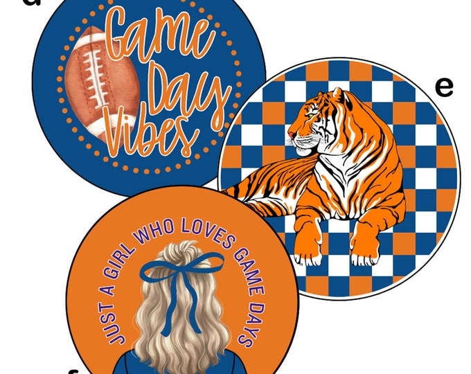 Orange Blue Tigers Game Day Buttons Spirit Button Football Button ...