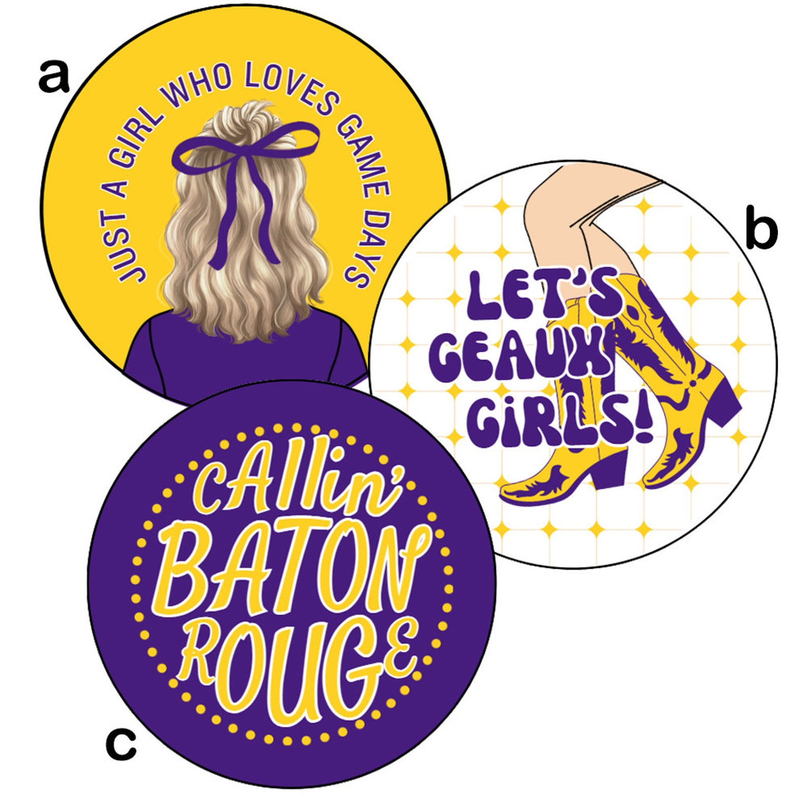 Purple Gold Tigers Game Day Buttons | Spirit Button | Football Button ...