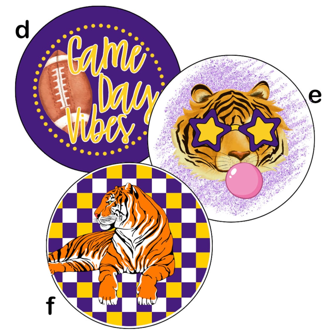 Purple Gold Tigers Game Day Buttons | Spirit Button | Football Button ...