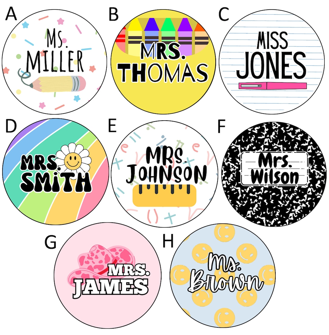 Personalized Teacher Buttons Teacher Name Tag Appreciation Gift Spirit ...