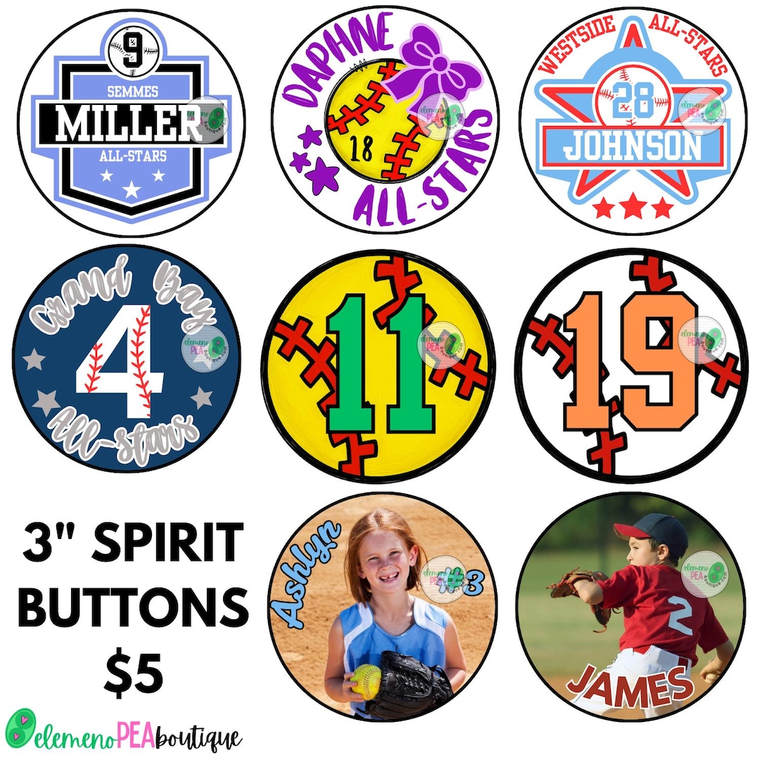 Custom Personalized Baseball Softball Team Game Day Spirit Buttons ...