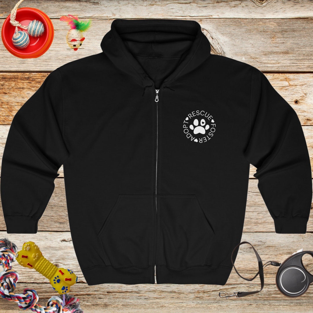 Rescue Adopt Foster Unisex Heavy Blend Zip Hooded Sweatshirt, Dog ...