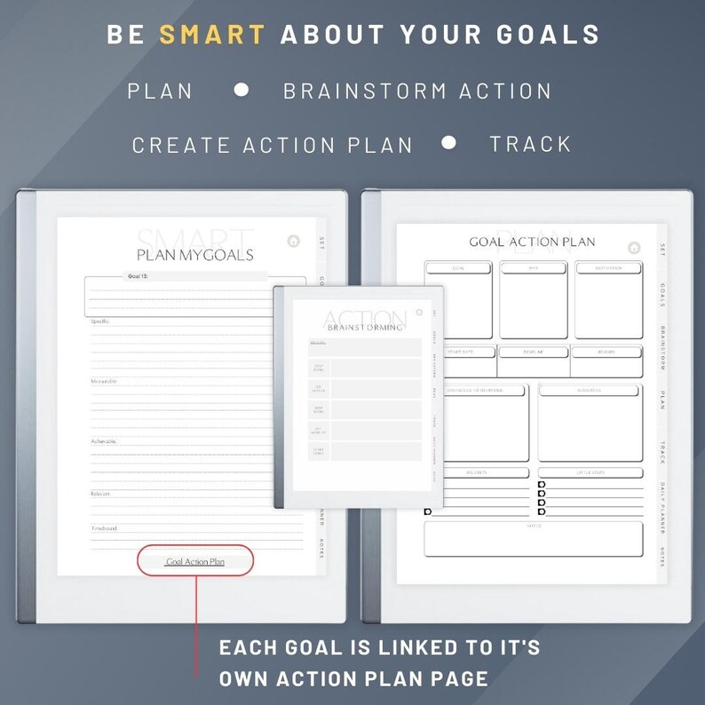 Remarkable 2 SMART Goals Template | Instant Download | Daily Planner ...