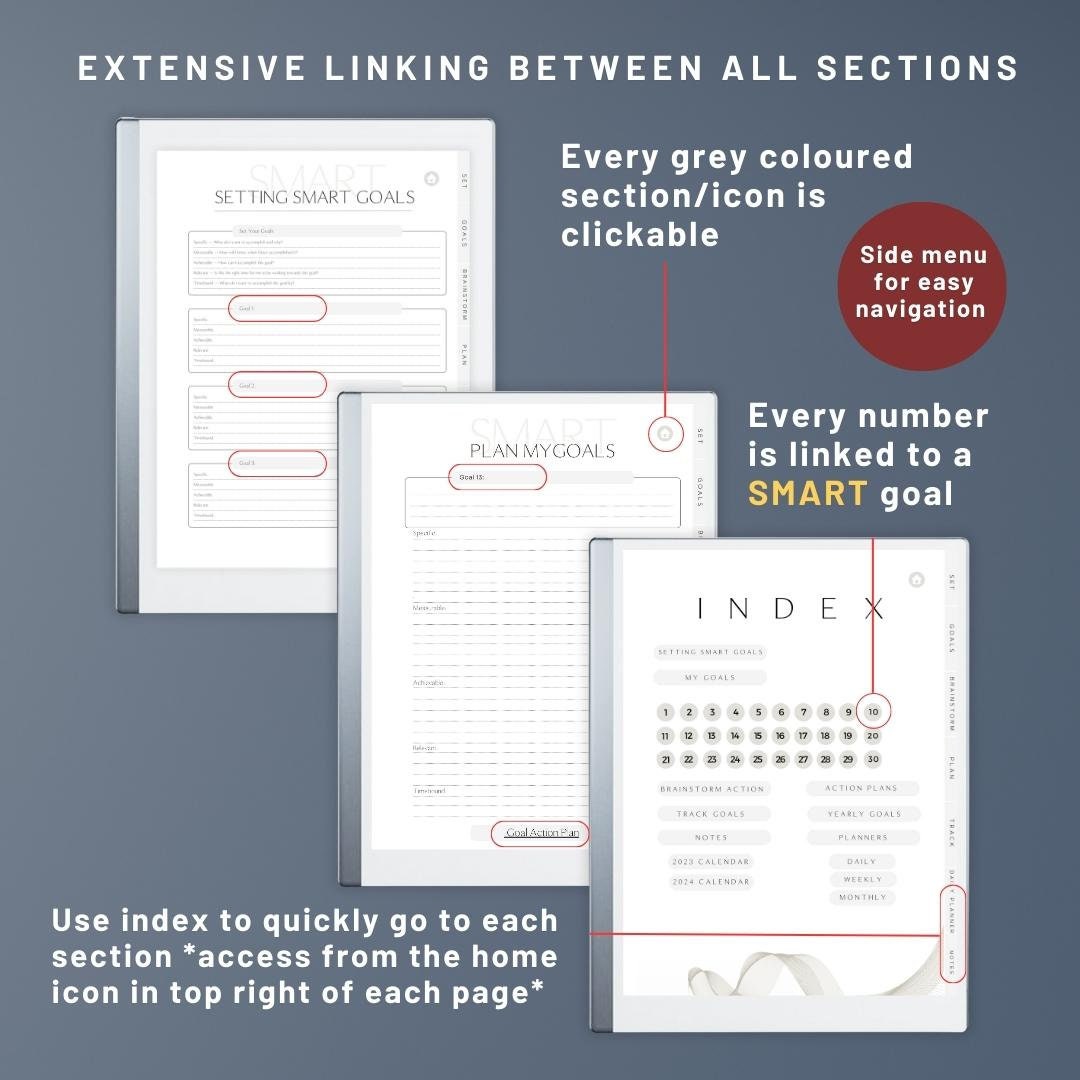 Remarkable 2 SMART Goals Template | Instant Download | Daily Planner ...