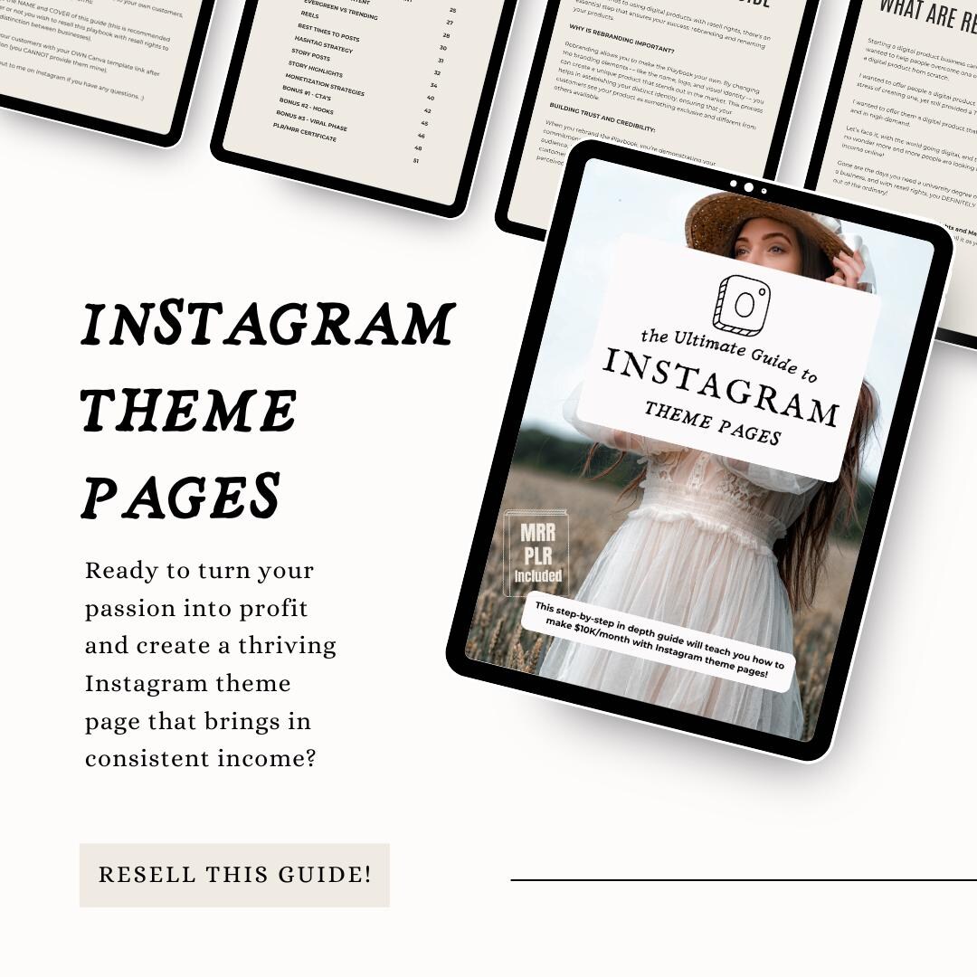 Instagram Theme Page Guide With MRR PLR | Faceless Marketing Guide ...