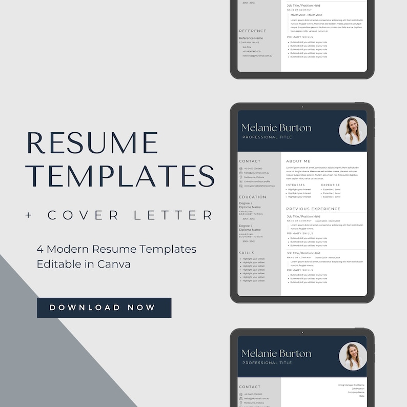 Canva Resume Template Editable Resume Template Minimalist - Etsy