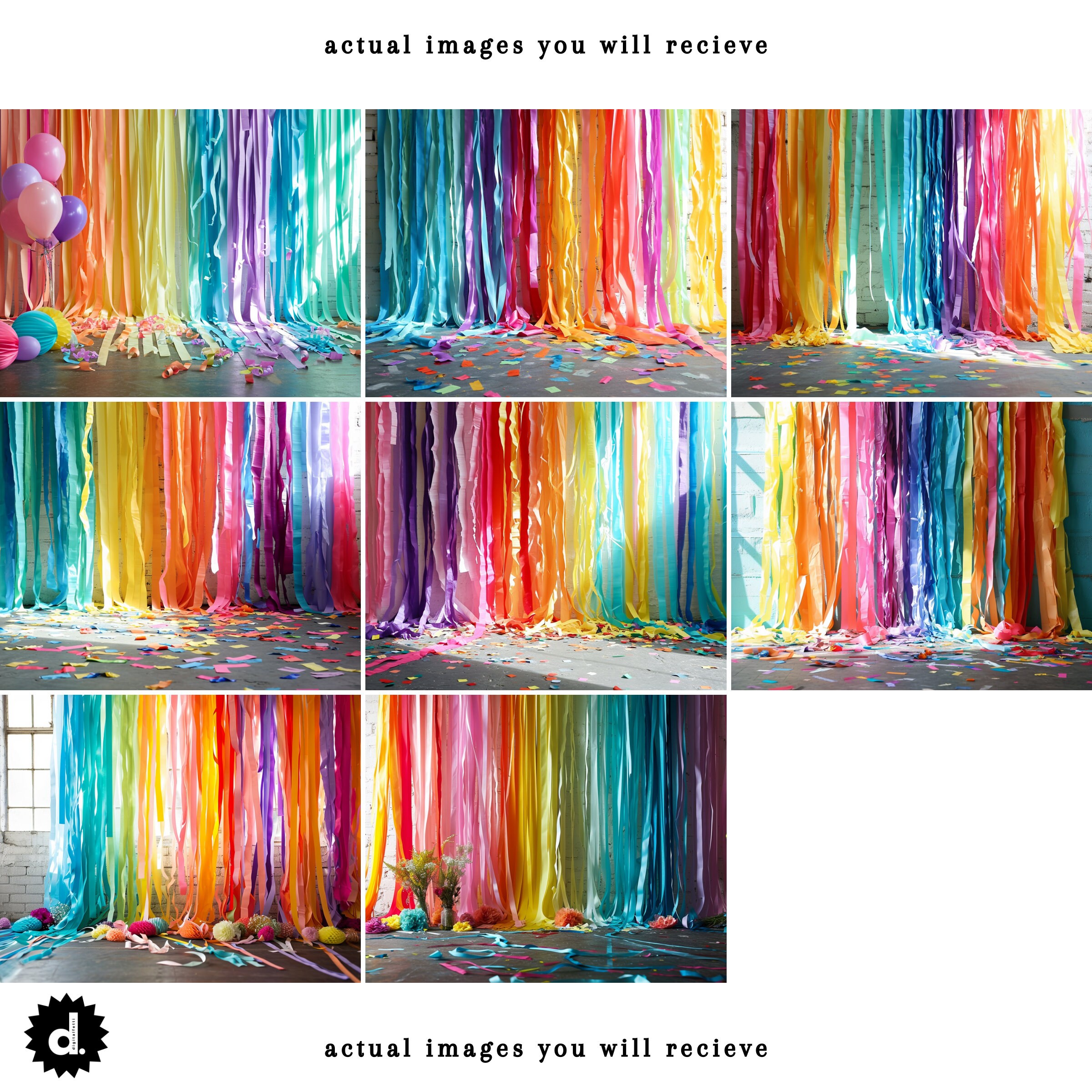 Colourful Streamer Backdrop Stock Image Bundle, Confetti & Balloon ...