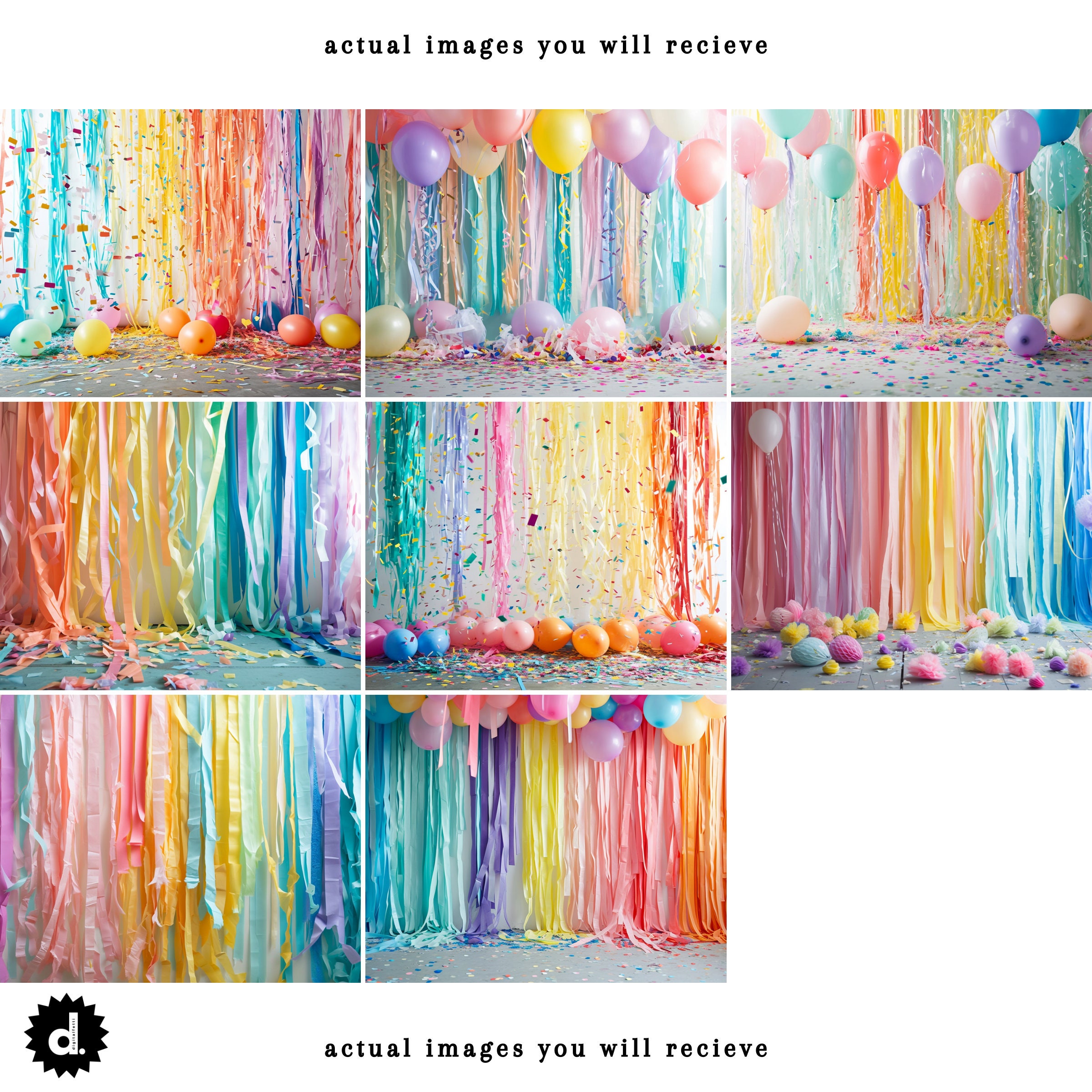 Colourful Streamer Backdrop Stock Image Bundle, Confetti & Balloon ...