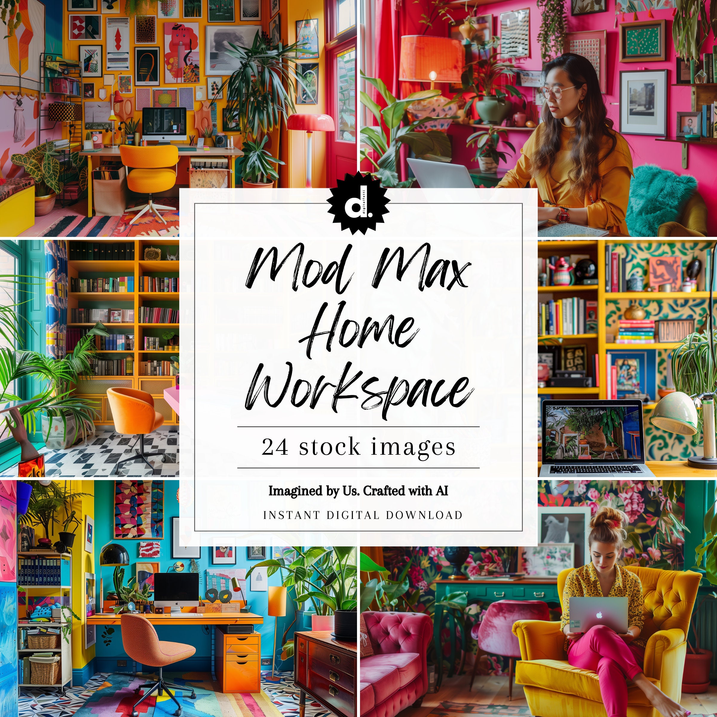 Modern MAXIMALIST Home Workspace Stock Image BUNDLE, Lifestyle Stock ...